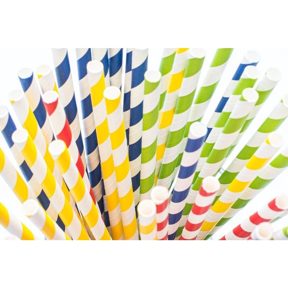 Kit 25 Canudos De Papel Colorido Biodegradável 6mm Vários Modelos Para