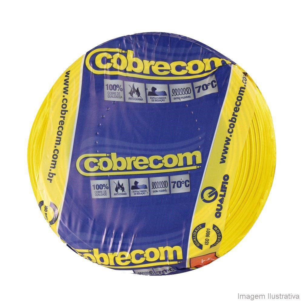 Fio Cabo Flex vel 4mm 750v Amarelo Rolo 100 Metros Cobrecom Em Fio Cabo Flex vel 4mm 750v Amarelo Rolo 100 Metros Cobrecom Em