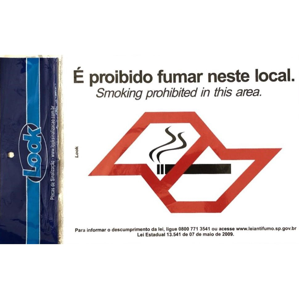 Placa Adesiva Proibido Fumar Lei Antifumo sp look | Submarino Placa Adesiva Proibido Fumar Lei Antifumo sp look | Submarino