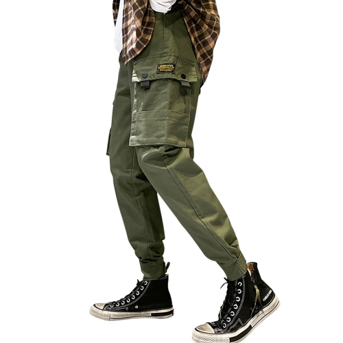 Homens Hip Hop Calças Cargo Multi Bolsos Sólidos Pants Lápis Cor Casual