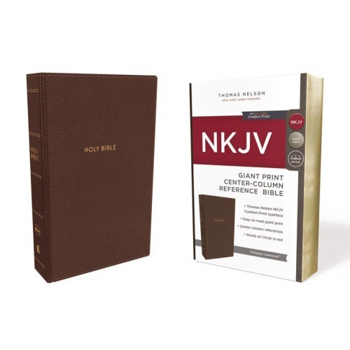 Livro - nkjv, Reference Bible, Center-Column Giant Print, Leathersoft, Brown, Red Letter Edition ...