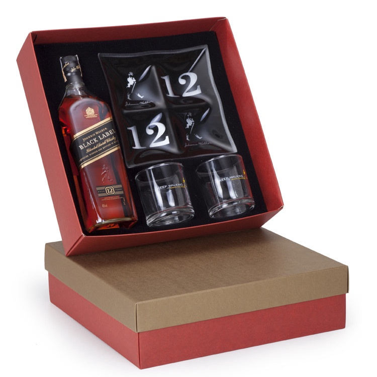 Kit whisky Johnnie Walker Black Label litro + petisqueira + 2 copos personalizados (SQ15525 ...
