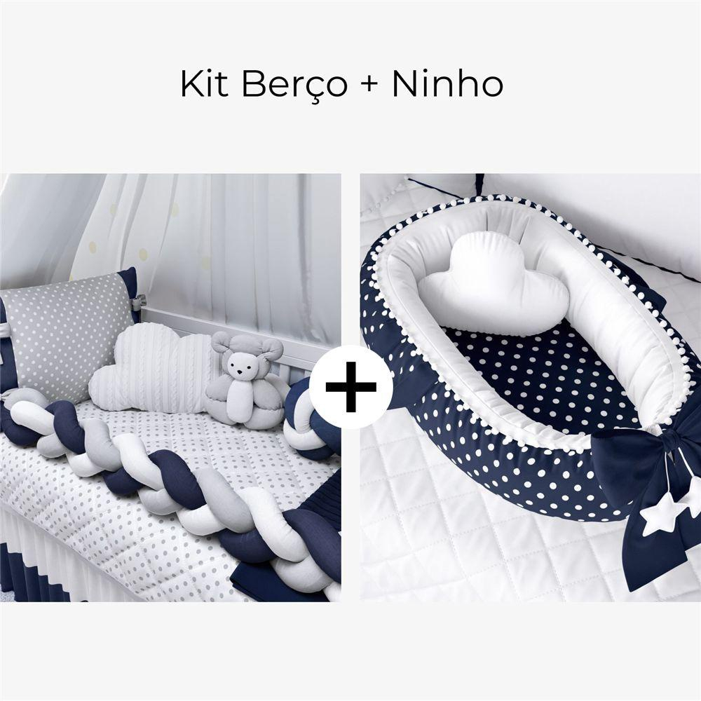 Kit Berço Trança Poá e Ninho Poá Azul Marinho Grão de Gente | Submarino Kit Berço Trança Poá e Ninho Poá Azul Marinho Grão de Gente | Submarino