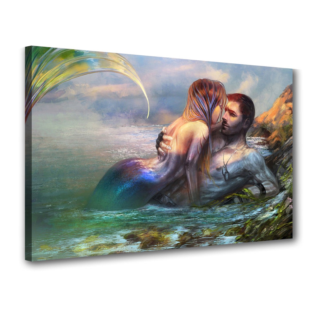 Quadro Homem e Sereia No Mar Ilustrativo no Shoptime Quadro Homem e Sereia No Mar Ilustrativo no Shoptime