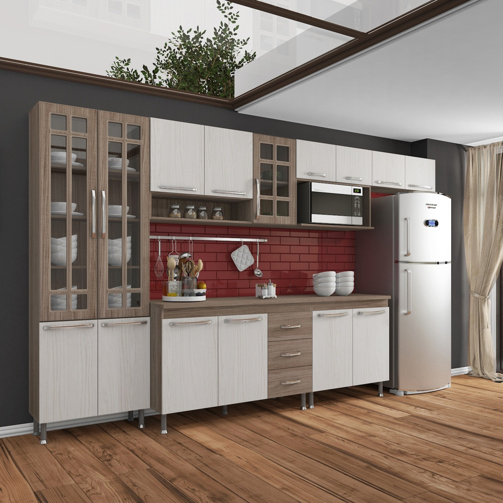 Cozinha completa D'INCANTO paris modulada 6 peças 330 cm 15 portas 3 ...