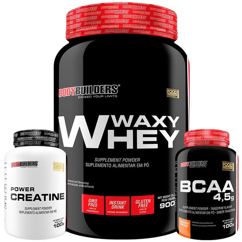 Kit Whey Protein 900g Bcaa Creatina Bodybuilders No Shoptime