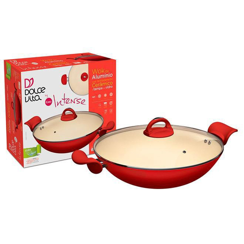 Panela Wok De Alumínio Com Antiaderente De Cerâmica 32cm Em Promoção
