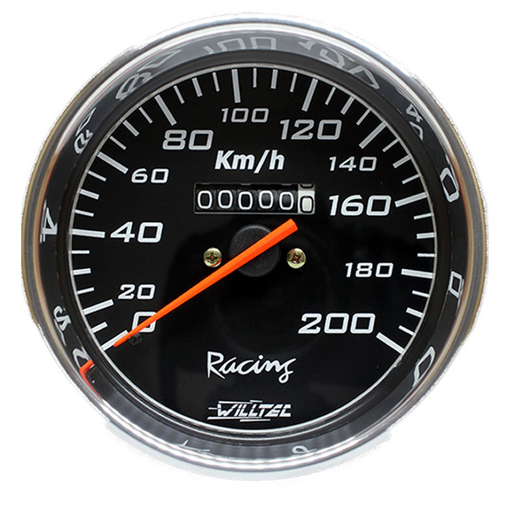 Velocímetro Mecânico 0-200 Km/h (w = 0,5) Preto Willtec 100mm | Submarino