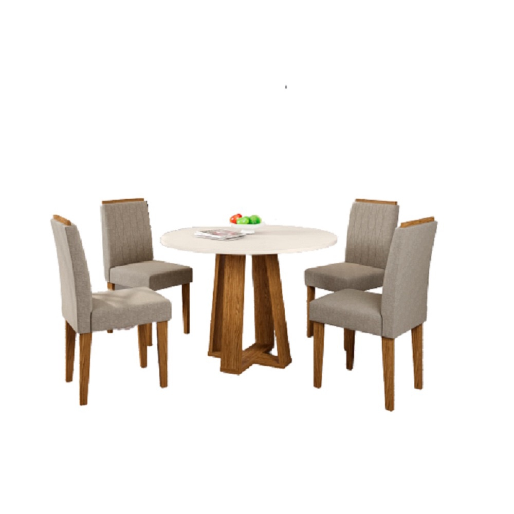Conjunto Sala de Jantar Mesa Redonda Isabela Tampo OffWhite Com Vidro 4 ... Conjunto Sala de Jantar Mesa Redonda Isabela Tampo OffWhite Com Vidro 4 ...