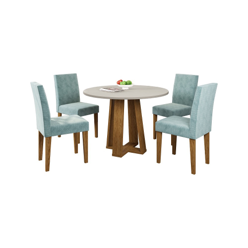 Conjunto Sala de Jantar Mesa Redonda Isabela Tampo OffWhite Com Vidro 4 ... Conjunto Sala de Jantar Mesa Redonda Isabela Tampo OffWhite Com Vidro 4 ...