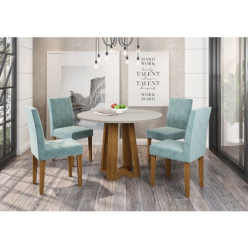 Conjunto Sala de Jantar Mesa Redonda Isabela Tampo OffWhite Com Vidro 4 ... Conjunto Sala de Jantar Mesa Redonda Isabela Tampo OffWhite Com Vidro 4 ...