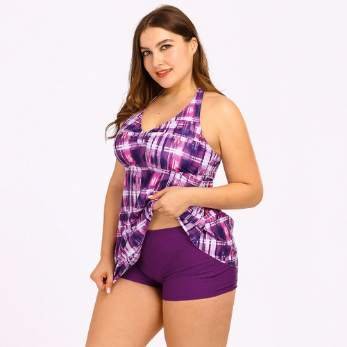 Conjunto Feminino Boho Print Tankini Maiô De Duas Peças Maiô Plus Size