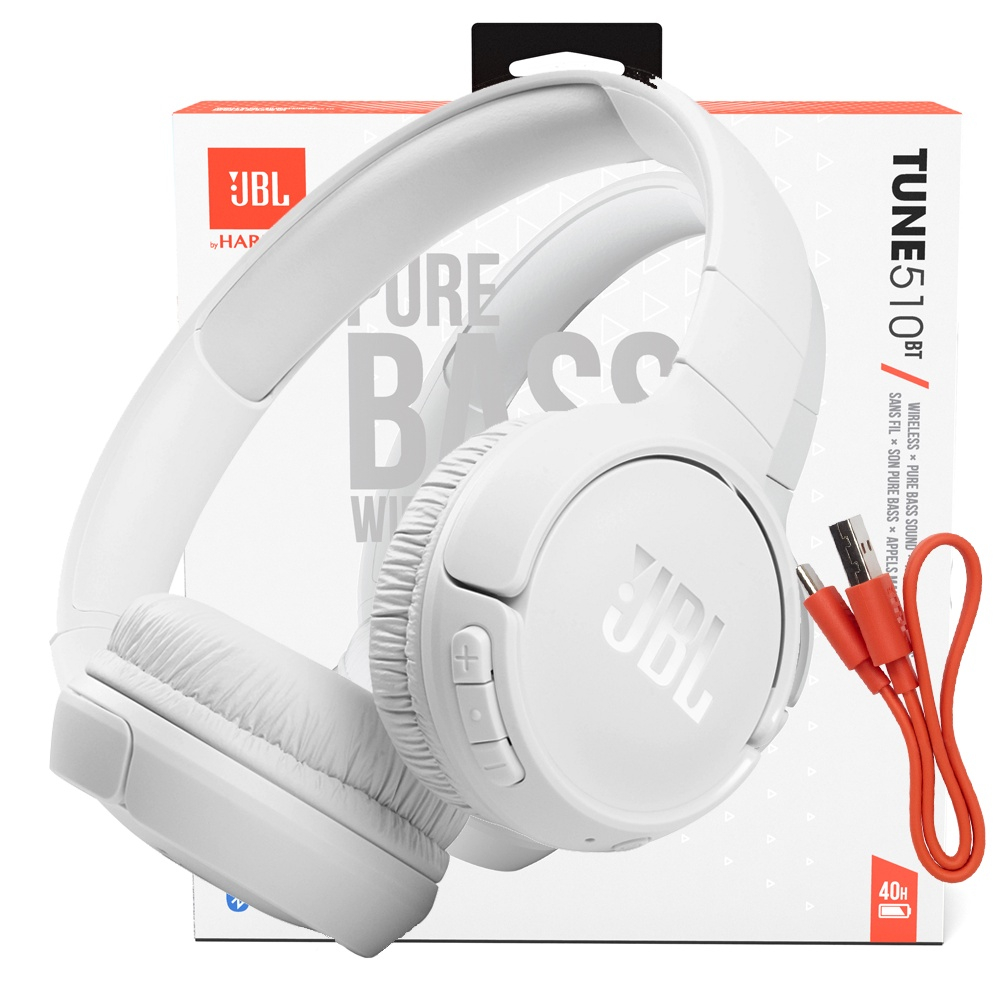 Fone de Ouvido jbl Tune 510BT Branco Bluetooth Pure Bass Wireless Sem ...