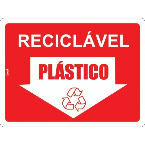Placa Sinalização Lixo Reciclável Plástico no Shoptime Placa Sinalização Lixo Reciclável Plástico no Shoptime