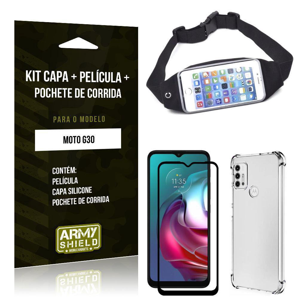 Kit Moto G30 Pochete Capinha Anti Impacto Película Vidro 3d No Shoptime