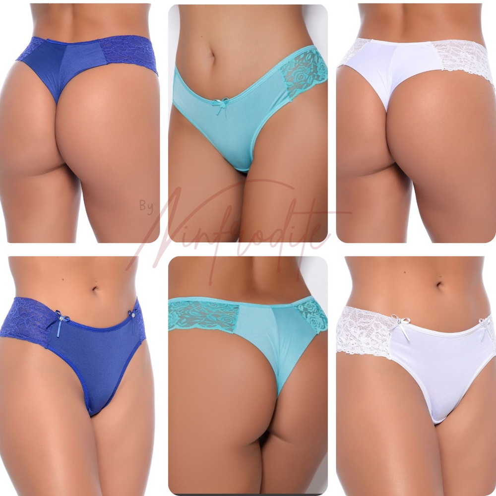 05 Calcinhas Fio Dental Duplo Rendado Super Luxo Lindas Submarino