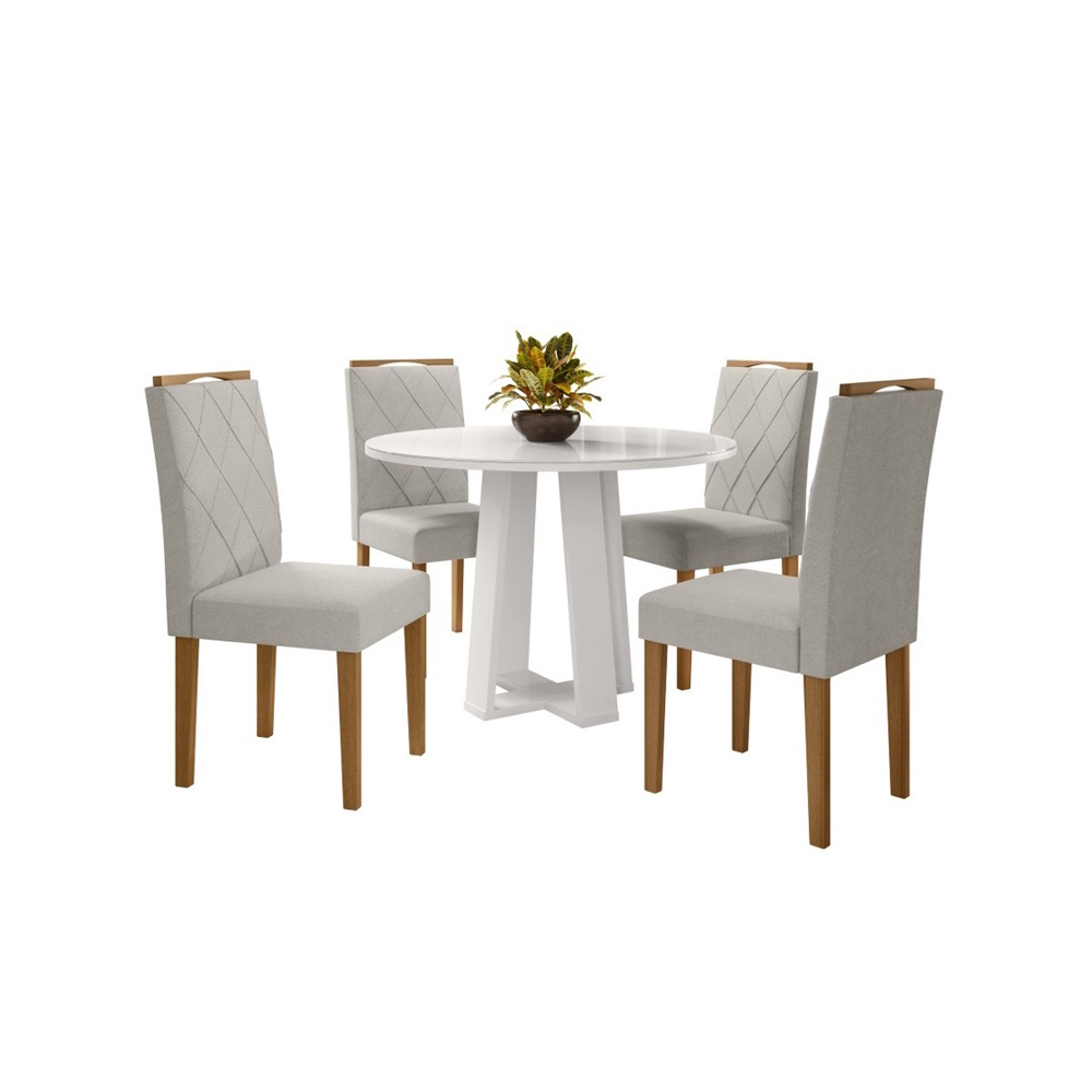Conjunto Sala de Jantar Mesa Redonda Isabela Tampo OffWhite Com Vidro 4 ... Conjunto Sala de Jantar Mesa Redonda Isabela Tampo OffWhite Com Vidro 4 ...