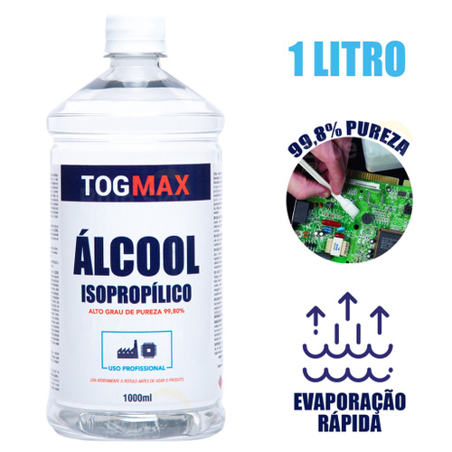 Álcool Isopropílico 99,80% 1l Togmax Puro Isopropanol Limpador de Uso ... Álcool Isopropílico 99,80% 1l Togmax Puro Isopropanol Limpador de Uso ...