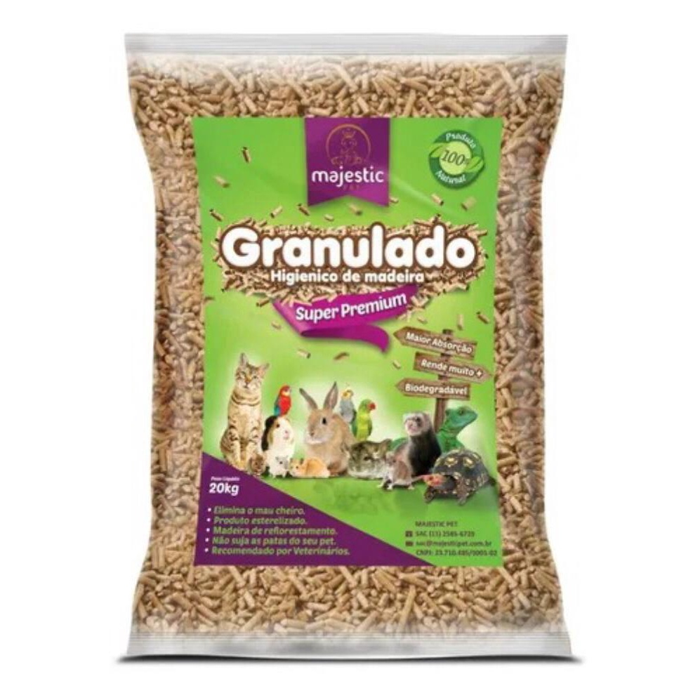 Granulado Higiênico de Madeira Super Premium para Gatos 20kg Majestic ... Granulado Higiênico de Madeira Super Premium para Gatos 20kg Majestic ...