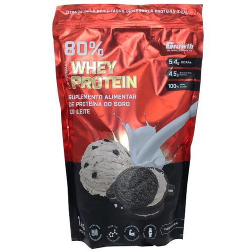 Whey Protein Concentrado Growth 1kg Proteina Cookies E Cream Em