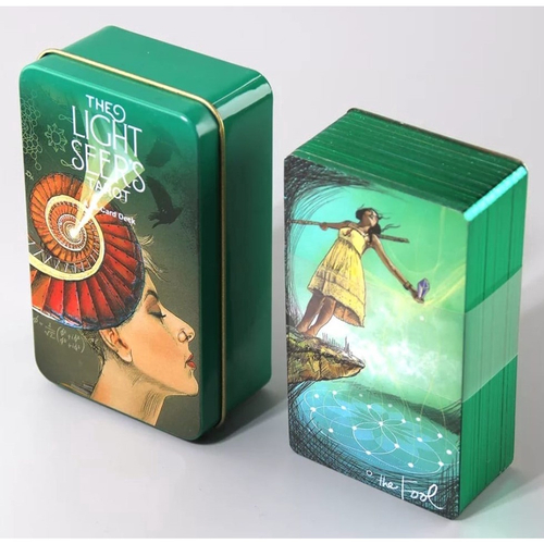 The Light Seers Tarot Deck Em Lata Com Bordas Verdes Tarô Videntes Da