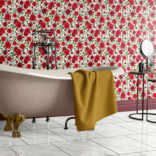 Papel De Parede Adesivo Lavável Floral Rosas Vermelhas 3mx50cm Em