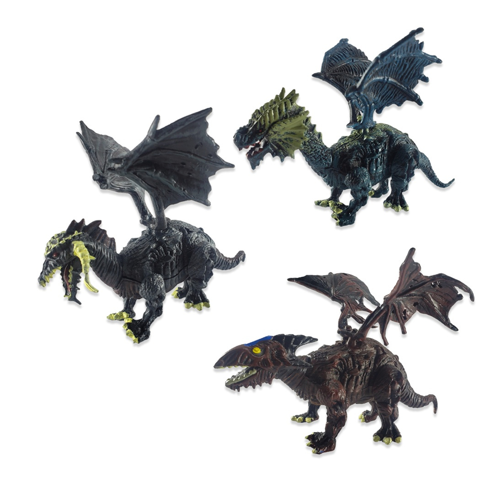Kit 3 Unidades Brinquedo Reino Dos Dragões Miniaturas Coleção Dragão