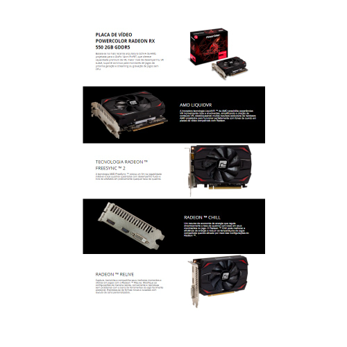Placa de vídeo Radeon rx 550 2GB GDDR5 axrx 550 2GBD5-DH red dragon ...