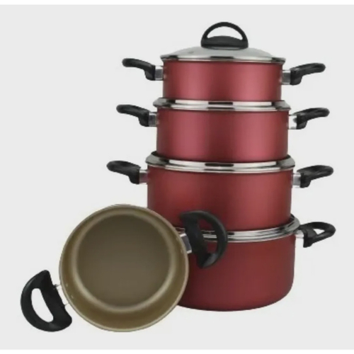 Jogo Panela Teflon 5 Peças c/ Tampa De Vidro Cereja / Beje em Promoção ... Jogo Panela Teflon 5 Peças c/ Tampa De Vidro Cereja / Beje em Promoção ...