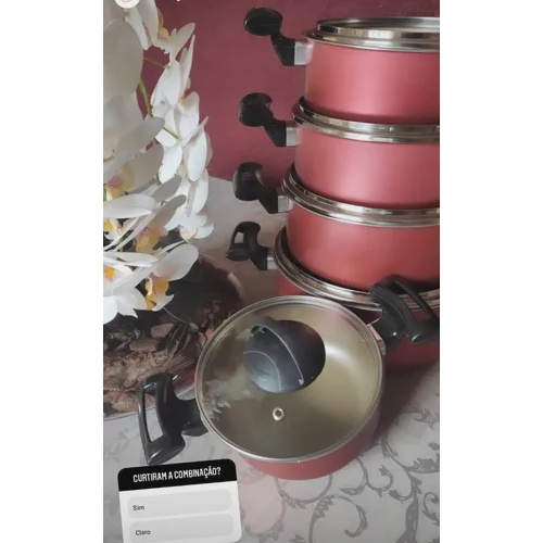 Jogo Panela Teflon 5 Peças Com Tampa De Vidro Cereja/ Bege em Promoção ... Jogo Panela Teflon 5 Peças Com Tampa De Vidro Cereja/ Bege em Promoção ...