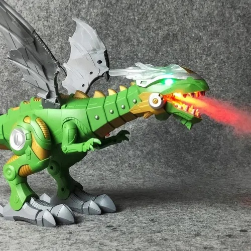 Dragão Robo Brinquedo Dinossauro Anda Bate Asas Solta Fumaça Submarino