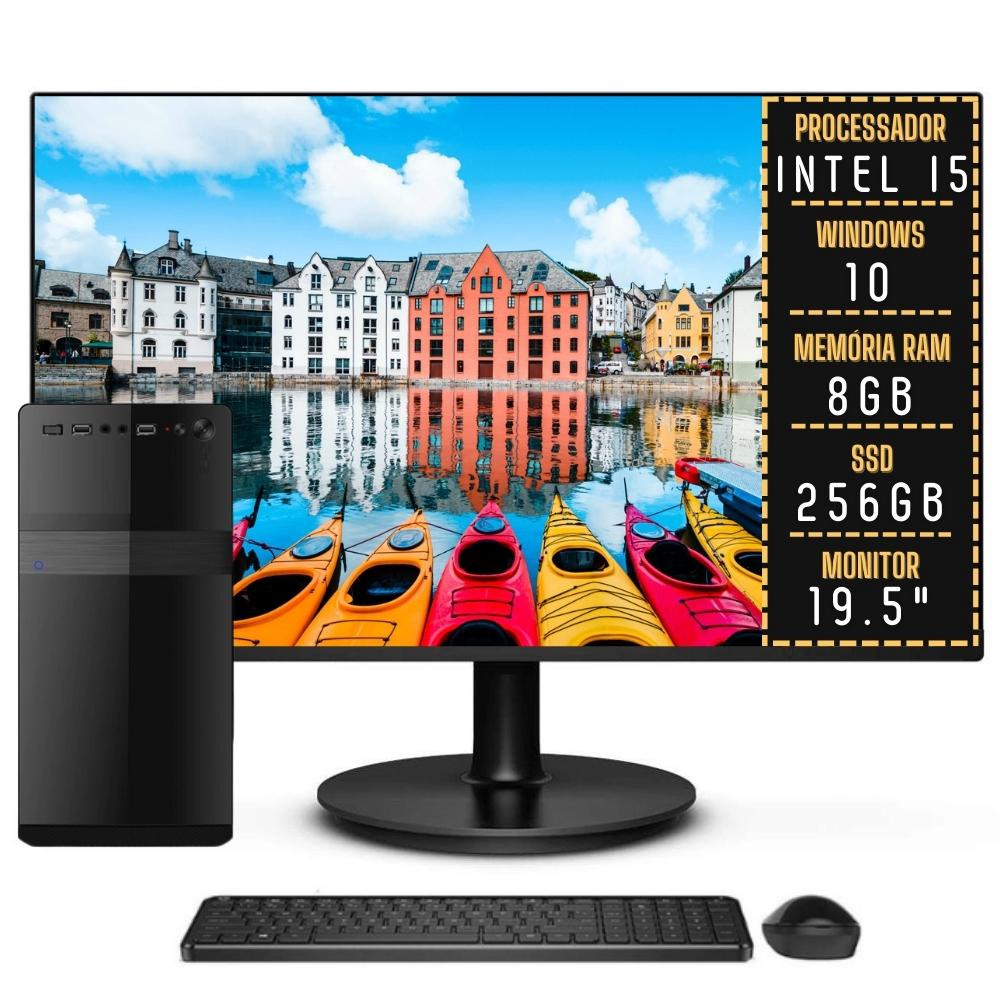 Computador Completo Intel Core i5 8GB ssd 256GB Windows 10 Monitor LED ...