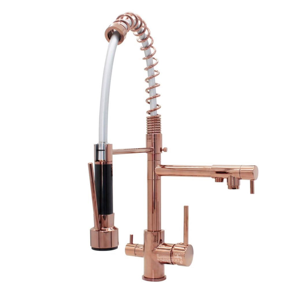 Torneira Monocomando Gourmet Com Saída Para Filtro Geneve Rosê Gold
