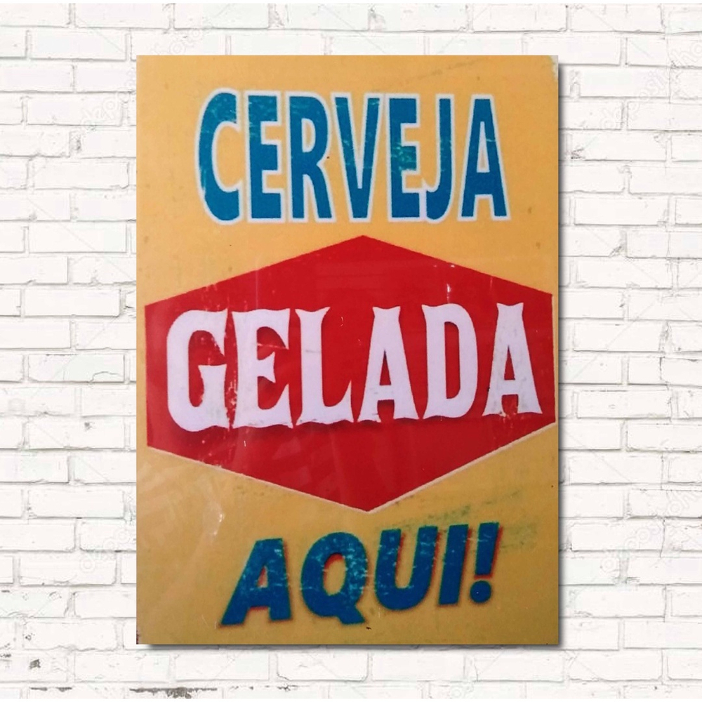 Placa Decorativa Cerveja Gelada Aqui em pvc 40x30cm | Submarino Placa Decorativa Cerveja Gelada Aqui em pvc 40x30cm | Submarino