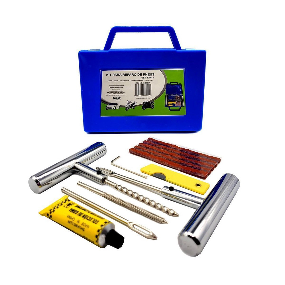 Kit Reparo Pneu Moto Carro Remendo Frio Macarrão Maleta 12Pç | Submarino Kit Reparo Pneu Moto Carro Remendo Frio Macarrão Maleta 12Pç | Submarino