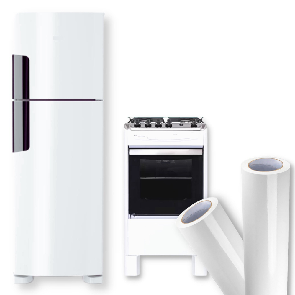 Adesivo Vinil Branco Brilho Envelopamento Geladeira Móveis 5m x 50cm ... Adesivo Vinil Branco Brilho Envelopamento Geladeira Móveis 5m x 50cm ...