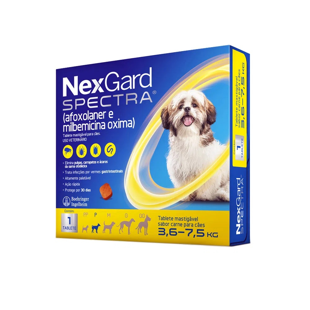 NexGard Spectra Antipulgas e Vermífugo Cães 3,6 kg a 7,5 kg P em ... NexGard Spectra Antipulgas e Vermífugo Cães 3,6 kg a 7,5 kg P em ...