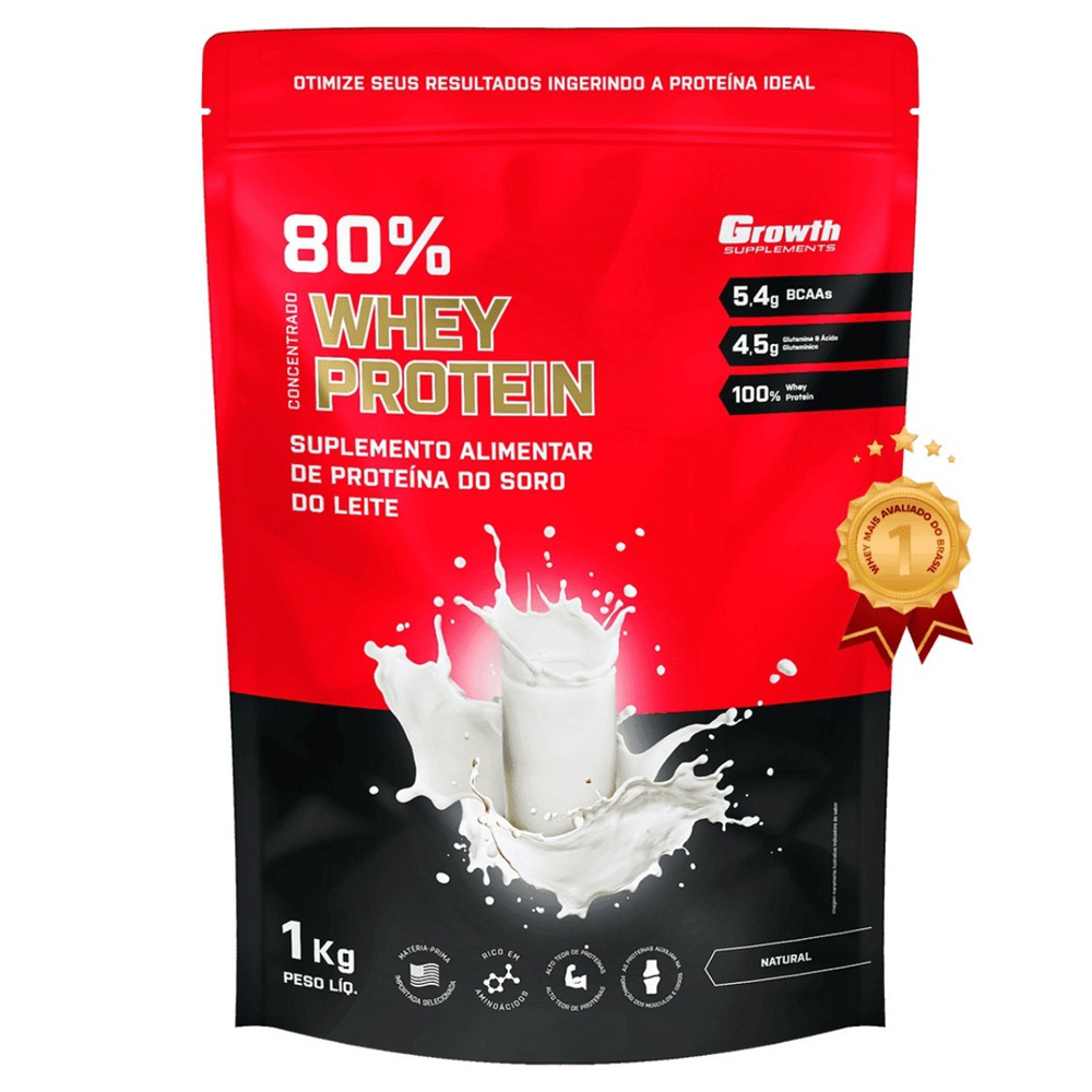 Whey Protein 80 Concentrado 1kg Growth Supplements Em Promoção Na