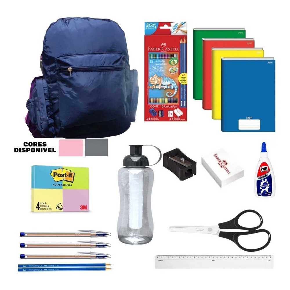 Kit Material Escolar Mochila Caderno Material Completo no Shoptime Kit Material Escolar Mochila Caderno Material Completo no Shoptime