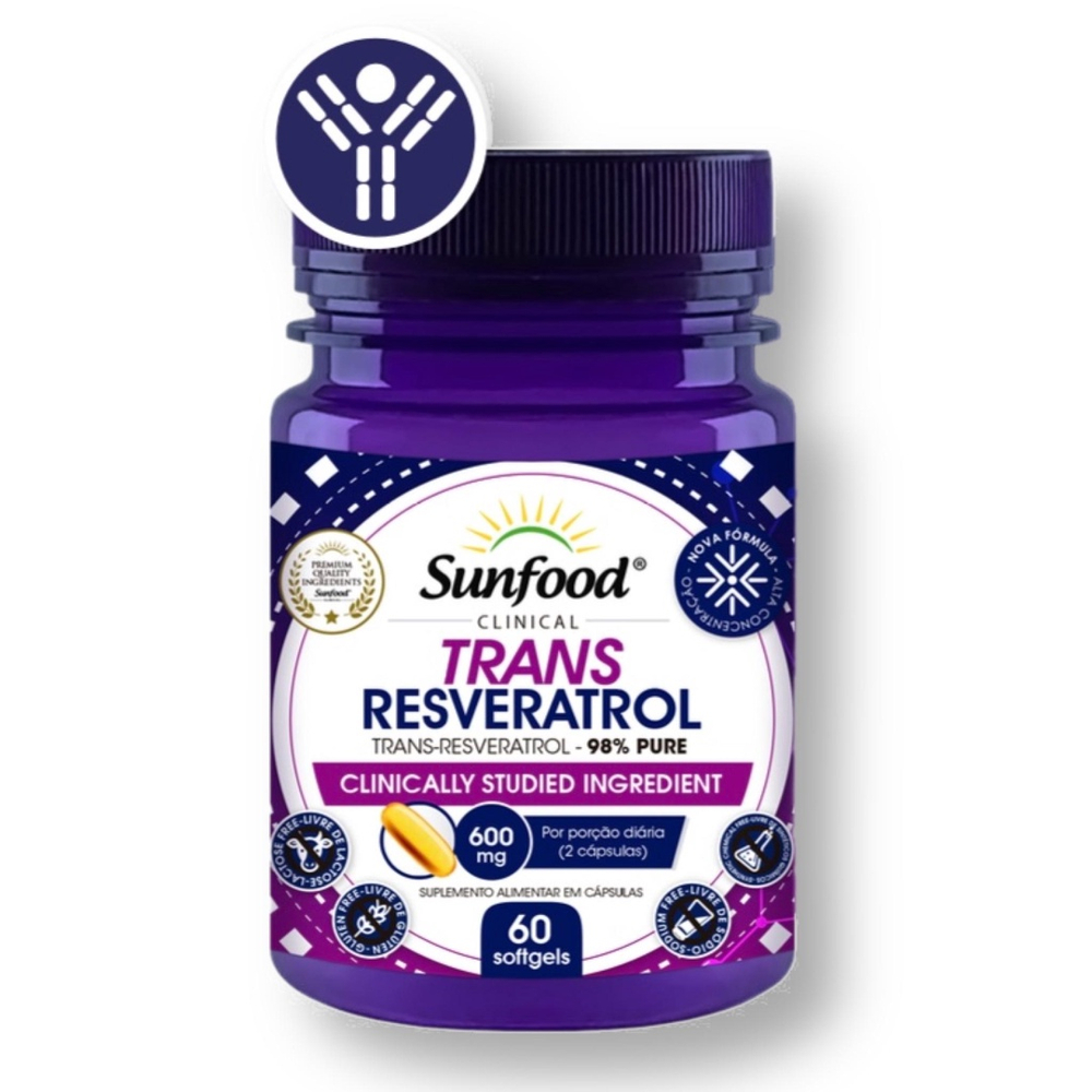 Trans Resveratrol 600Mg 98% Puro Sunfood 60 Cápsulas em Promoção na ...