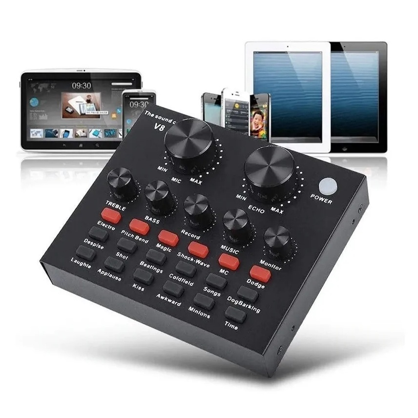 Placa De Som V8: Interface De Áudio USB Mixer Celular 60 Canais | Submarino Placa De Som V8: Interface De Áudio USB Mixer Celular 60 Canais | Submarino