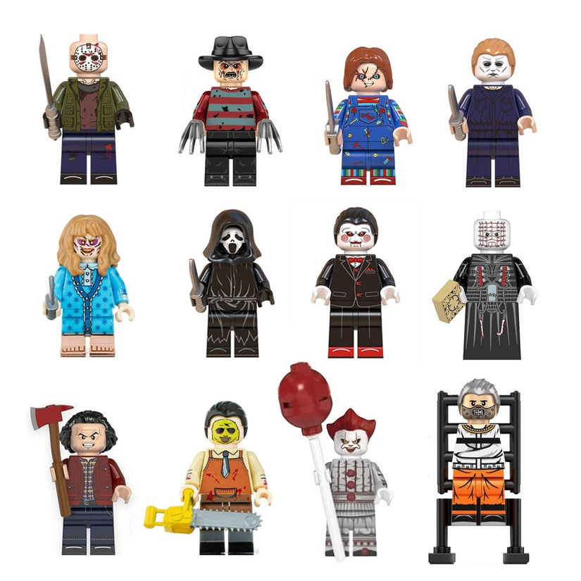 Kit bonecos filme terror jason freddy it chucky pennywise blocos de ... Kit bonecos filme terror jason freddy it chucky pennywise blocos de ...