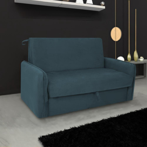 Sofa Cama Para Sala De Estar Zaia Com Bau Suede Matrix Petroleo Petroleo