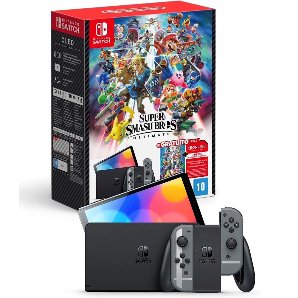 Console Nintendo Switch Oled Super Smash Bros Ultimate Digital 3 Meses Assinatura Nintendo Switch Online nintendo em Promocao na Americanas