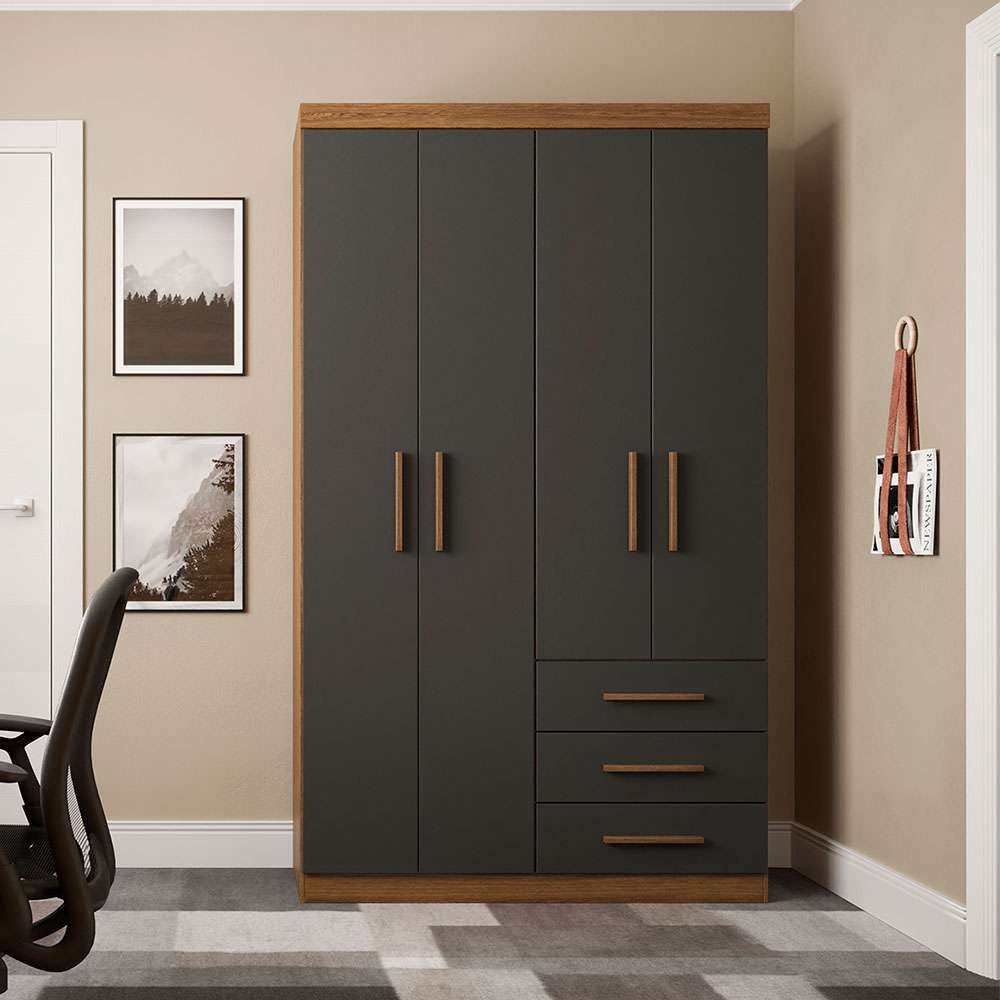 Guarda Roupa Solteiro Advantage 4 pt 3 gv Ipe Wood e Grafite em Promocao na Americanas